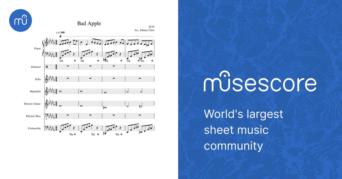 Bad Apple Sheet Music for Piano, Cello, Guitar, Bass guitar & more ...