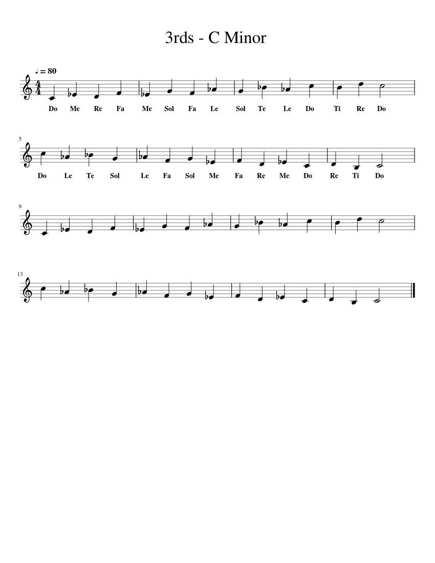 Vocals: 3rds in C Minor Sheet music for Piano (Solo) Easy | Musescore.com