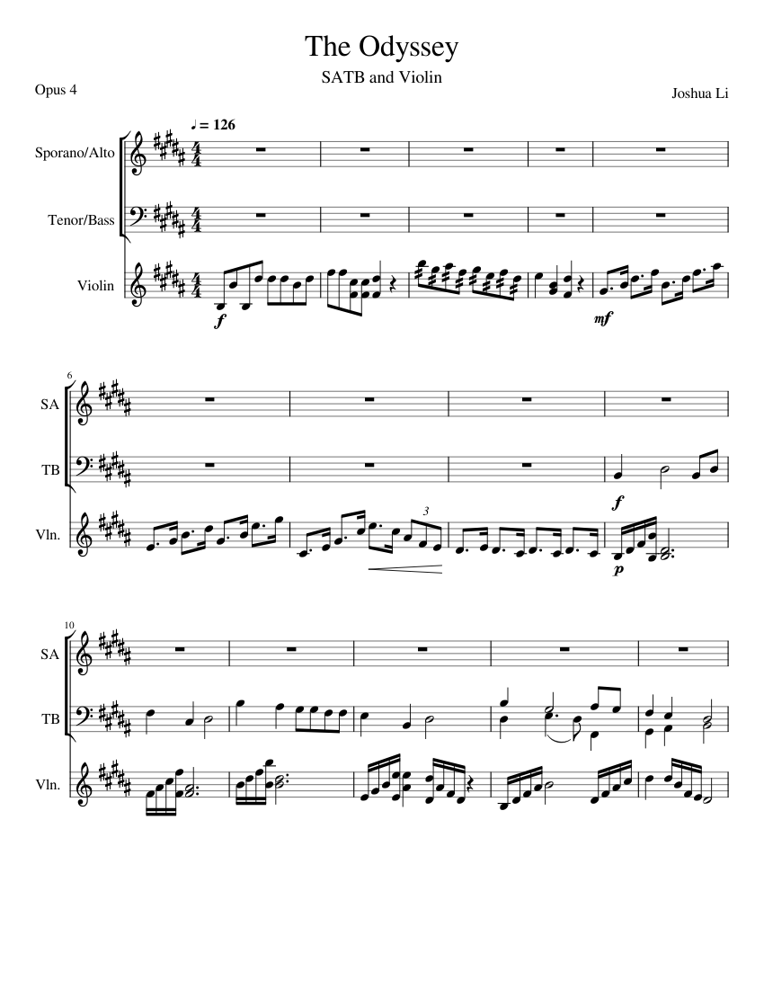 The Odyssey Sheet music for Soprano, Bass voice, Violin (Mixed Trio ...