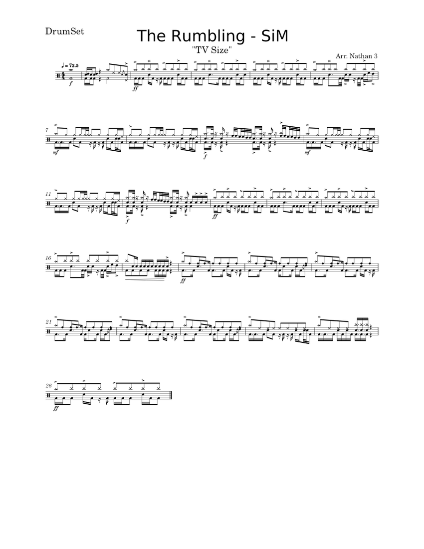 Rumbling Sheet Music for Drum group (Solo) | MuseScore.com