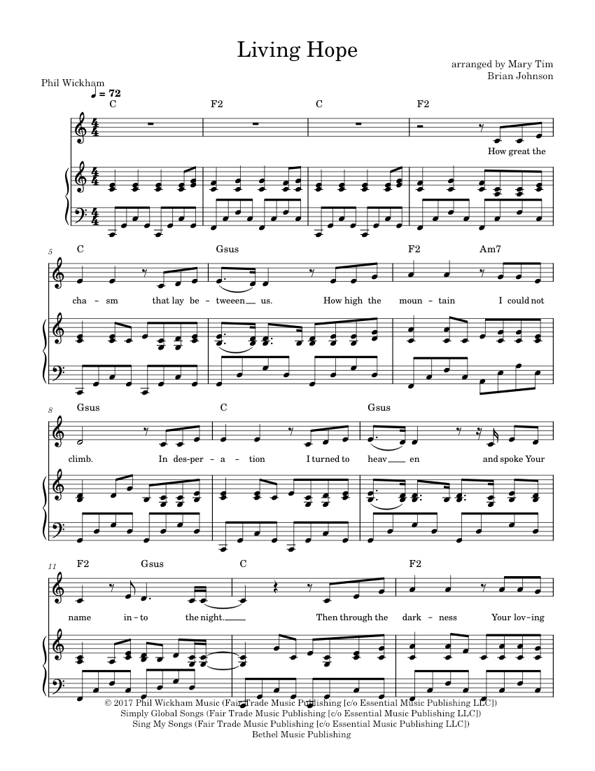 Living hope - Phil Wickham Sheet Music with Chords for Piano, Vocals ...