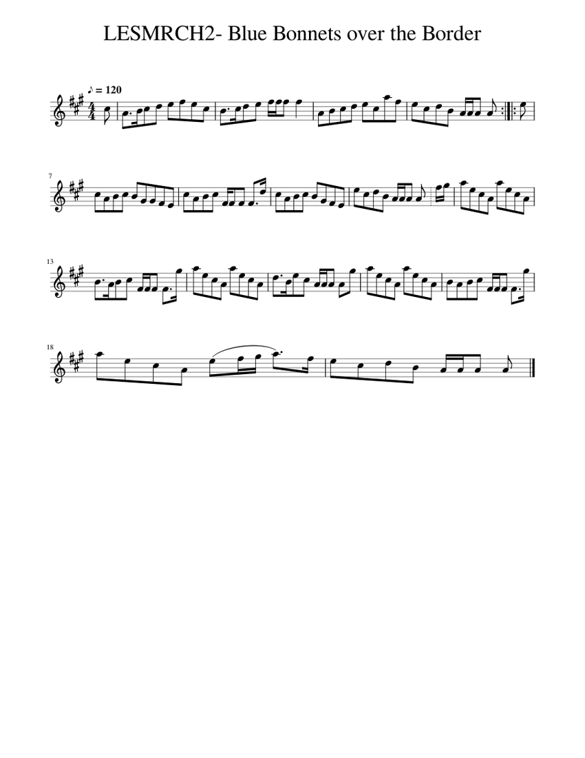 LESMRCH2- Blue Bonnets over the Border Sheet music for Piano (Solo ...