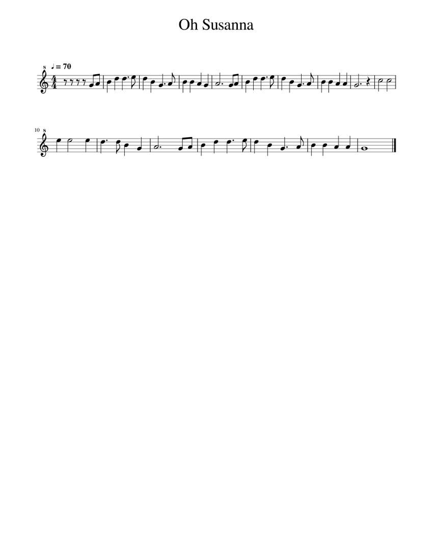 Oh Susanna Sheet Music for Recorder (Solo) | MuseScore.com