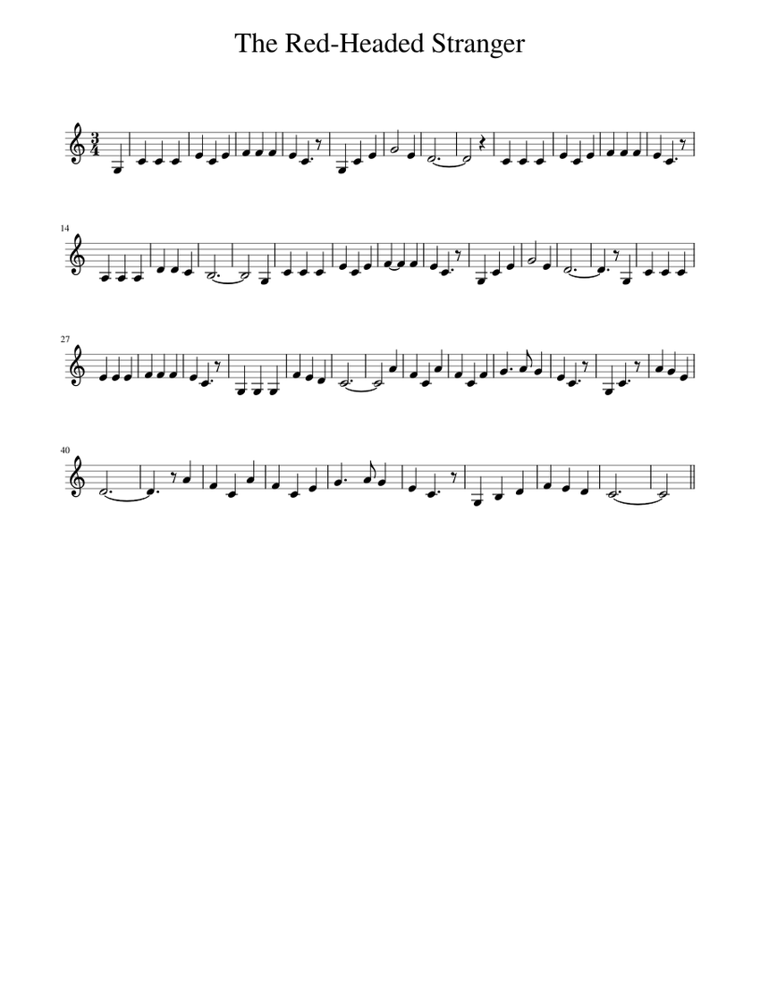 The Red-Headed Stranger Sheet Music for Piano (Solo) Easy | MuseScore.com