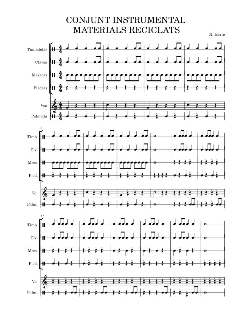 MAT RECICLATS Sheet music for Vocals, Claves, Hand clap, Timbale & more ...