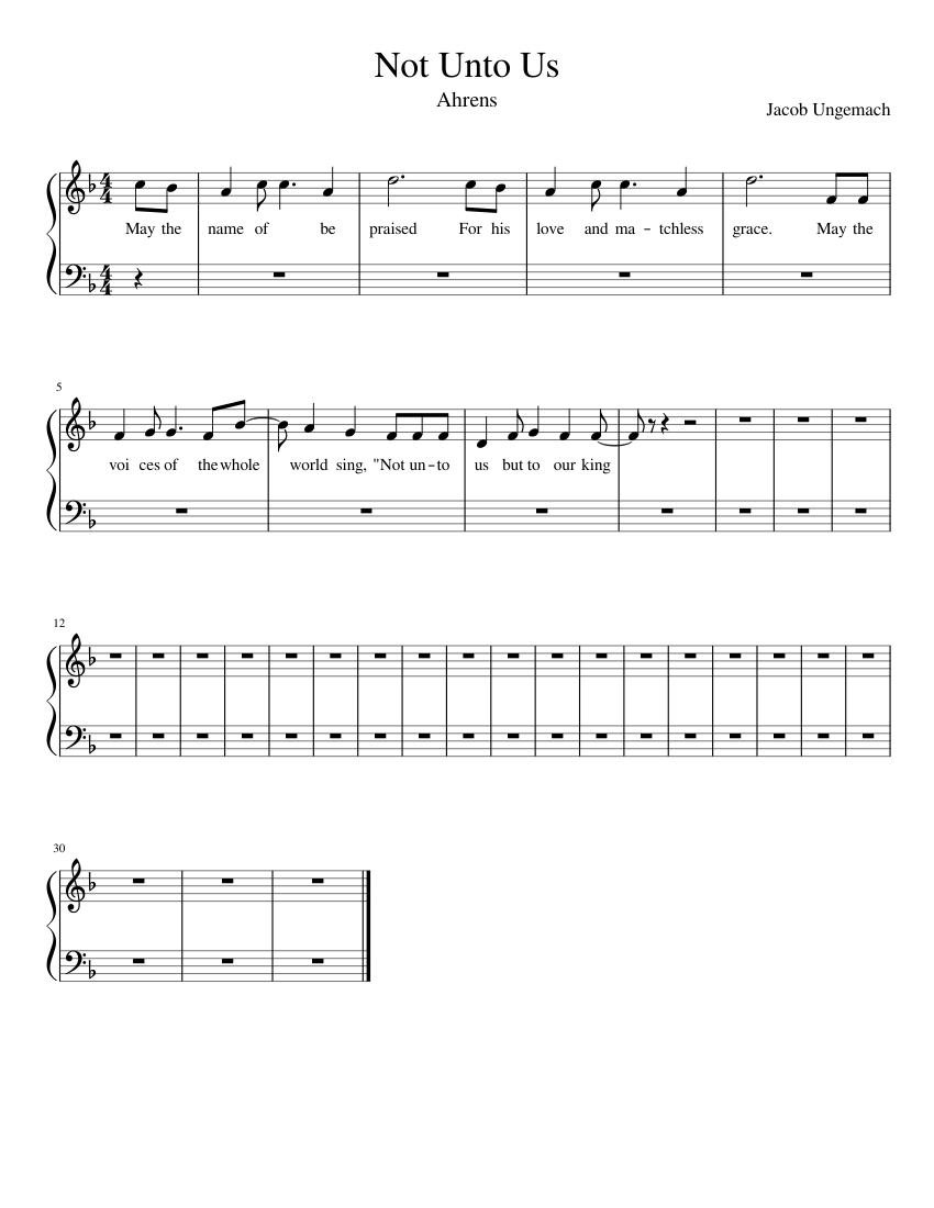 Not Unto Us Sheet music for Piano (Solo) | Musescore.com