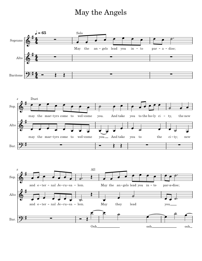 May the Angels Sheet Music for Piano (Choral) | MuseScore.com