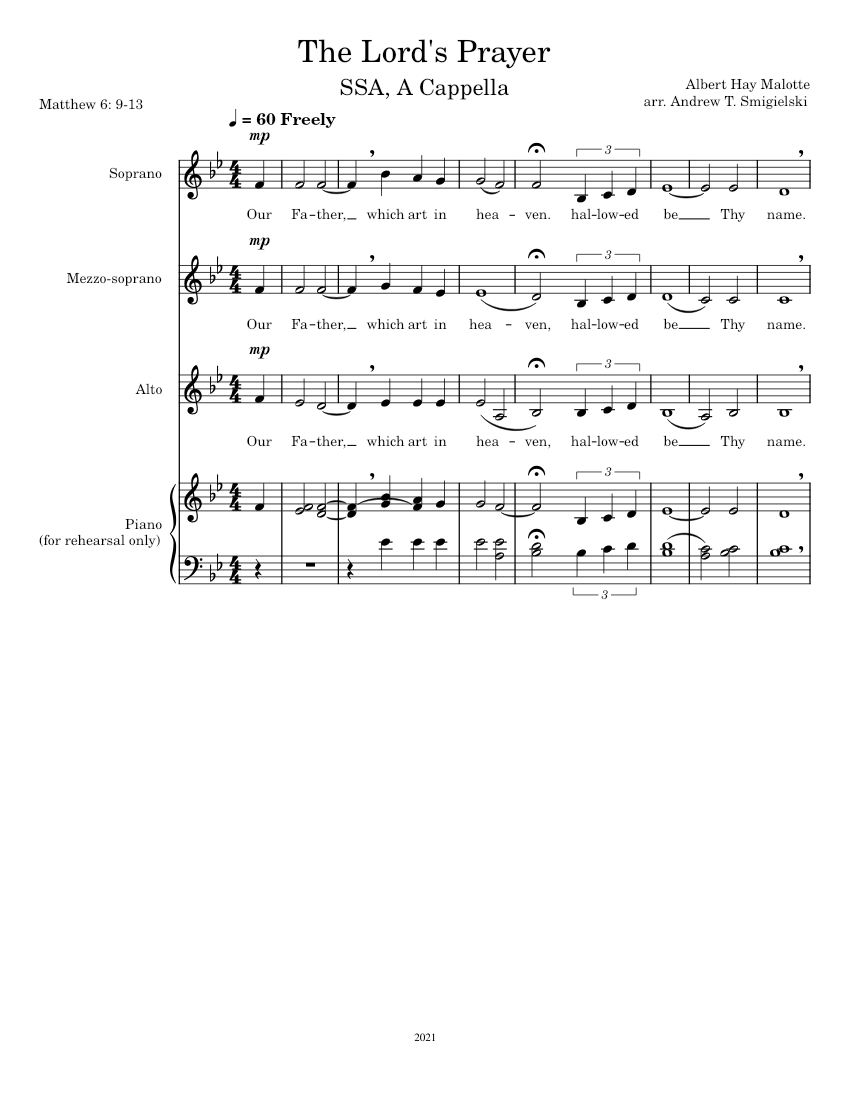 The Lord's Prayer Sheet music for Piano, Soprano, Alto, Mezzo soprano ...
