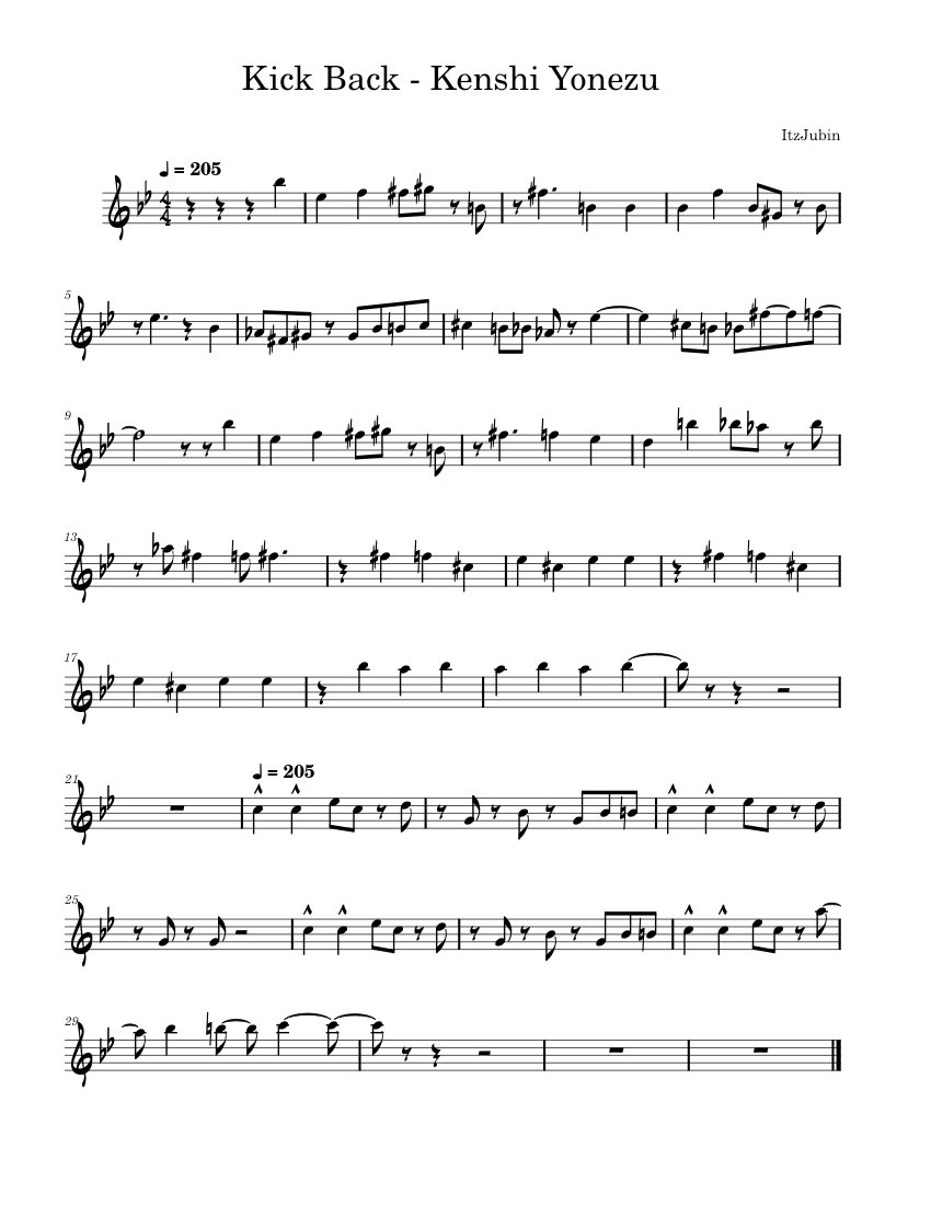 Kick Back by Kenshi Yonezu on trumpet Sheet Music for Trumpet in b-flat ...