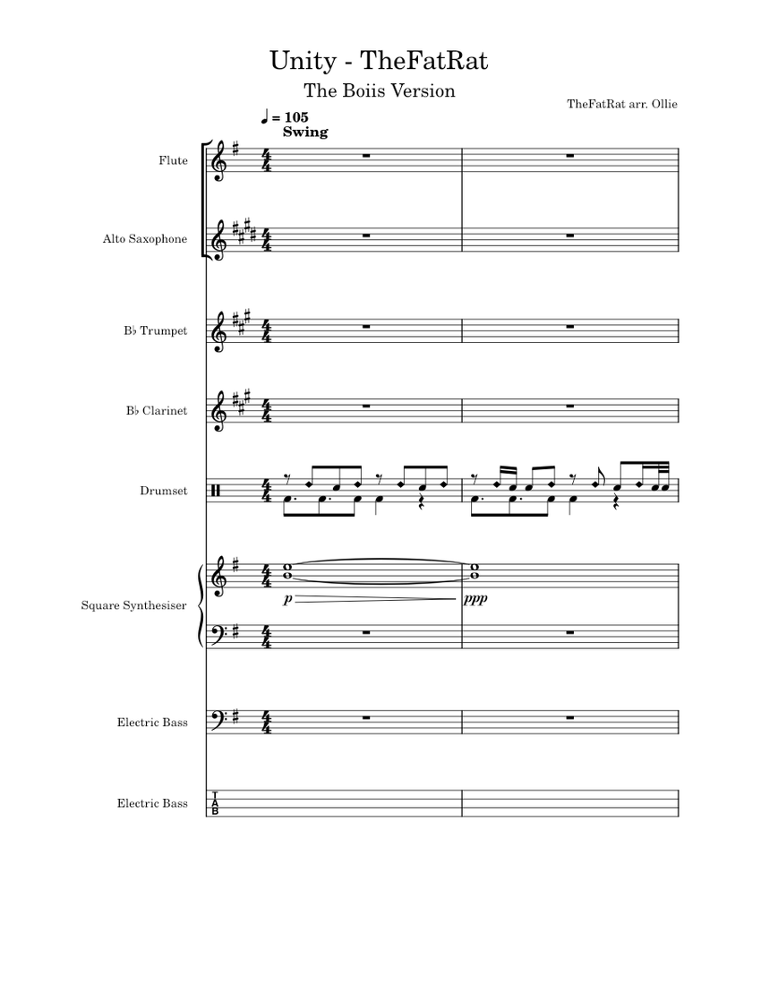 Unity – TheFatRat Sheet music for Flute, Clarinet in b-flat, Saxophone ...