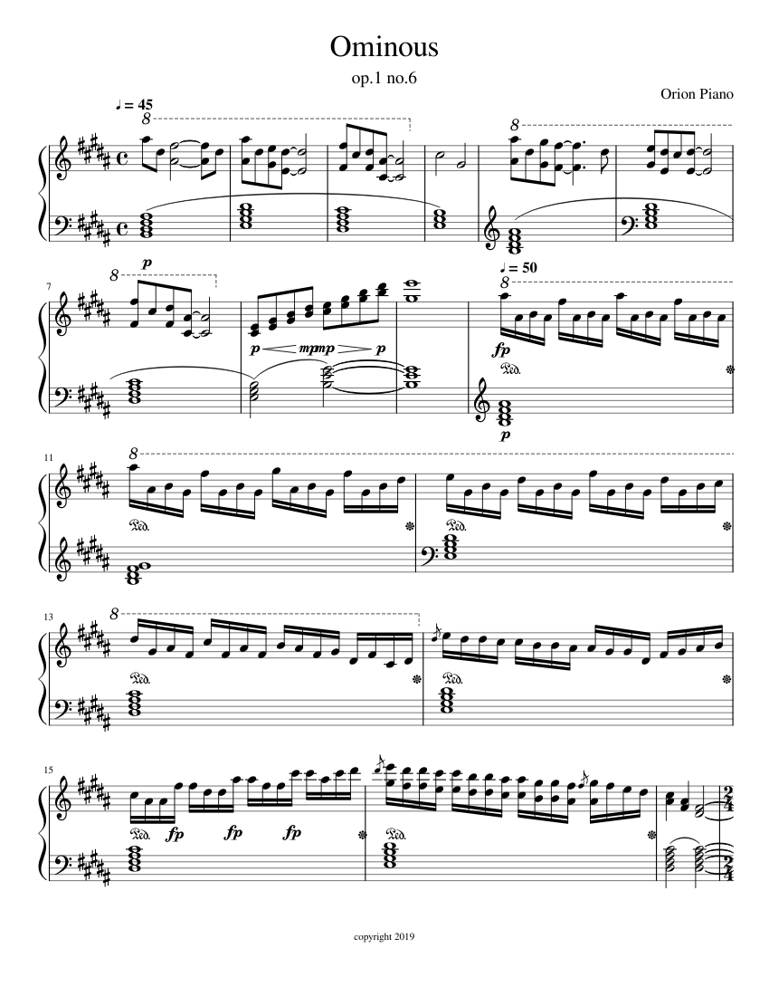 Ominous Sheet Music for Piano (Solo) | MuseScore.com