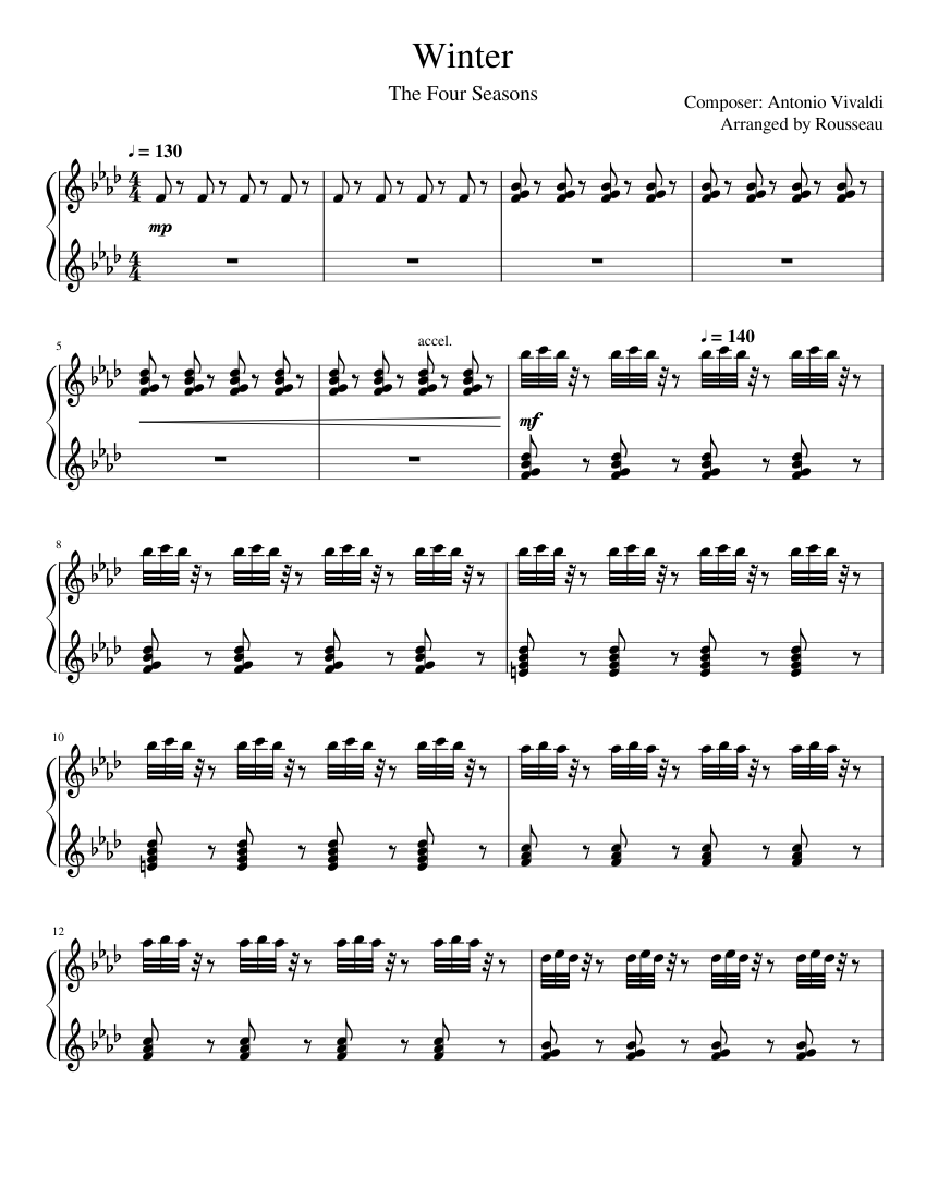 Winter (First Movement) Sheet Music for Piano (Solo) | MuseScore.com
