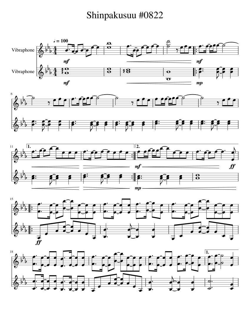 Shinpakusuu #0822 Sheet music for Vibraphone (Percussion Duet ...