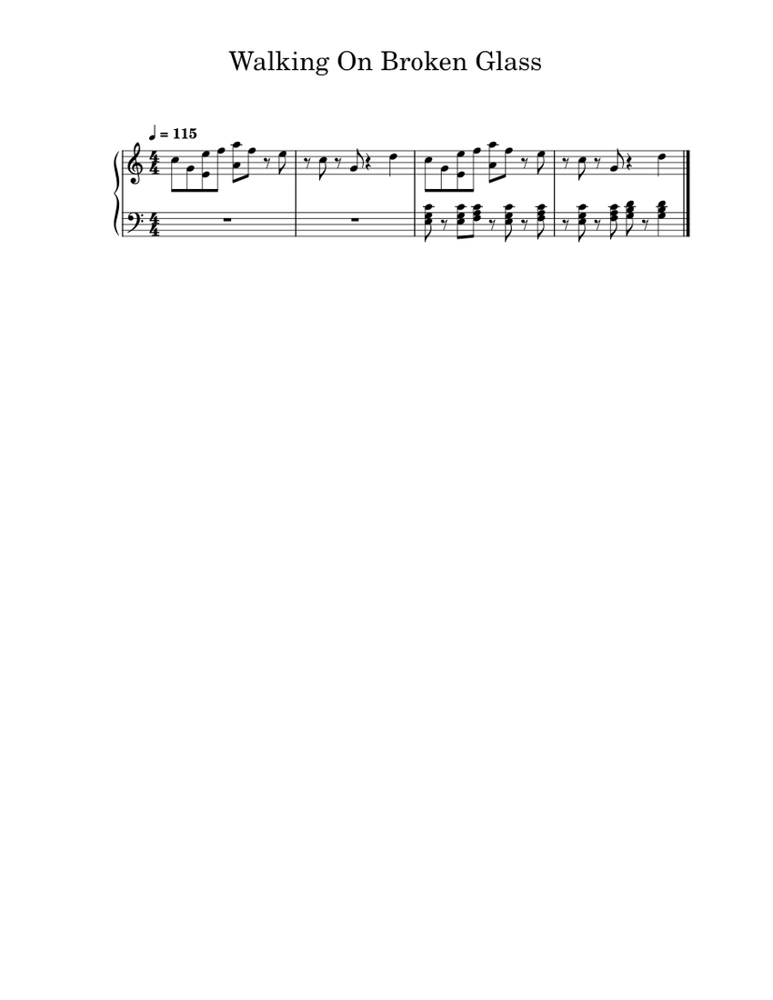 Walking on broken glass – Annie Lennox Sheet Music for Piano (Solo ...