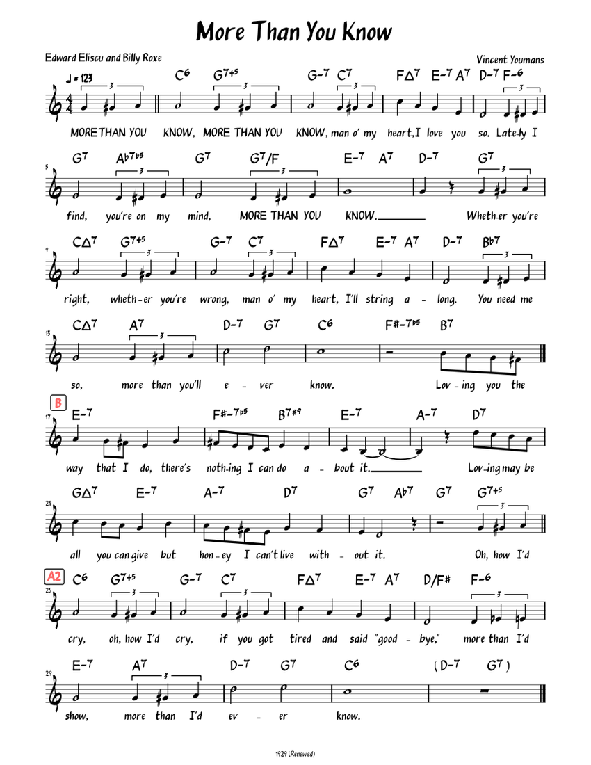 More Than You Know (Lead sheet with lyrics ) Sheet Music with Chords ...