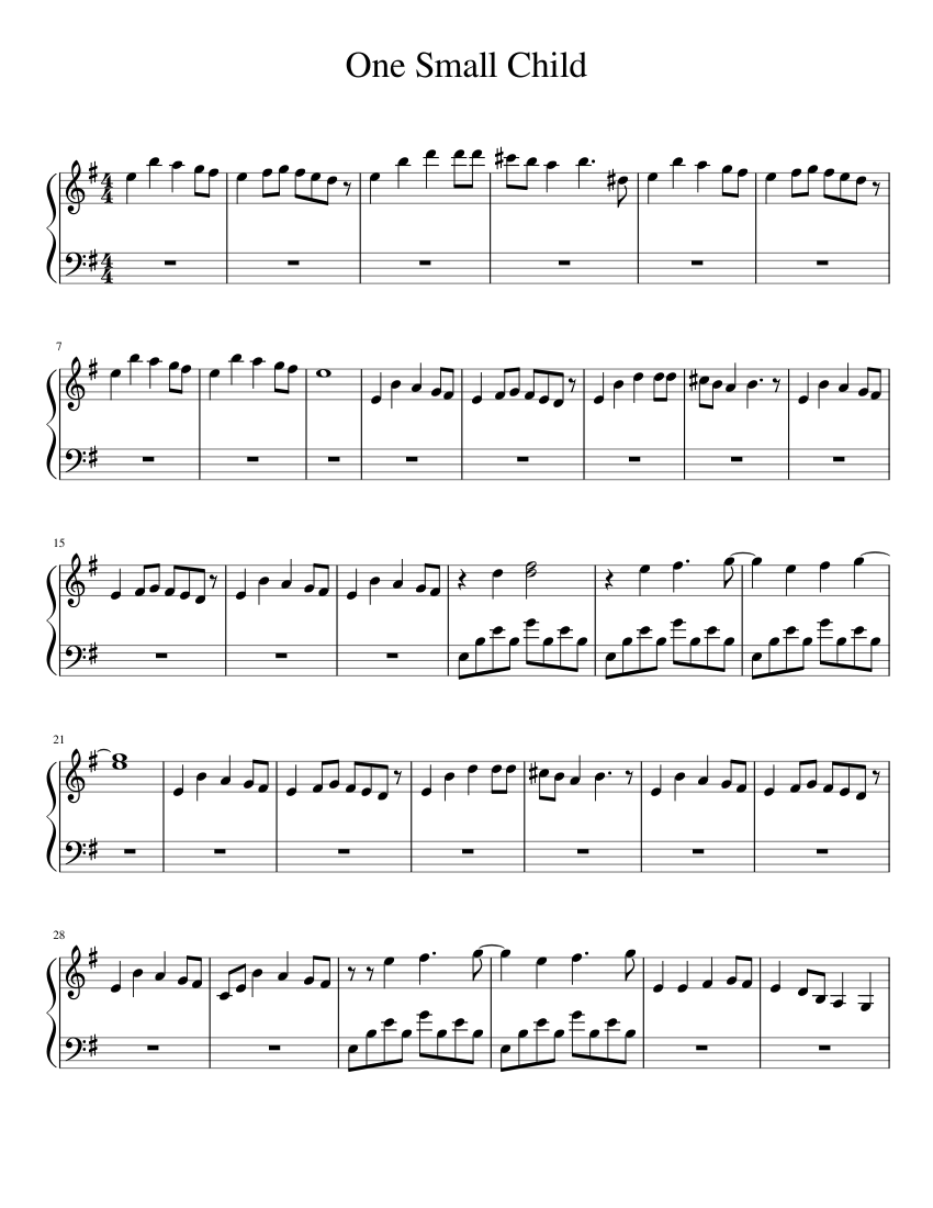 One Small Child Sheet music for Piano (Solo) Easy | Musescore.com