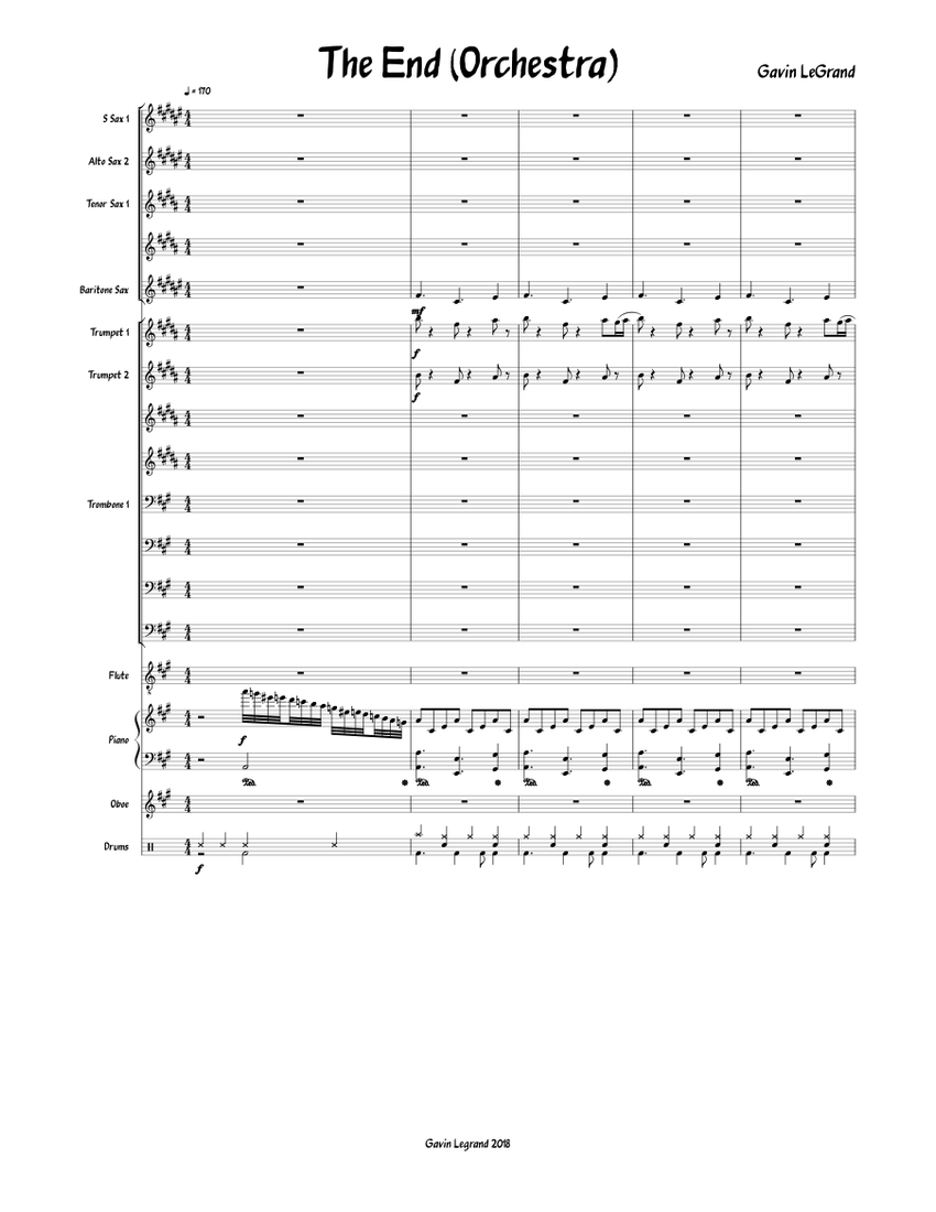 The End (Orchestra) Sheet music for Piano, Trombone, Saxophone alto ...