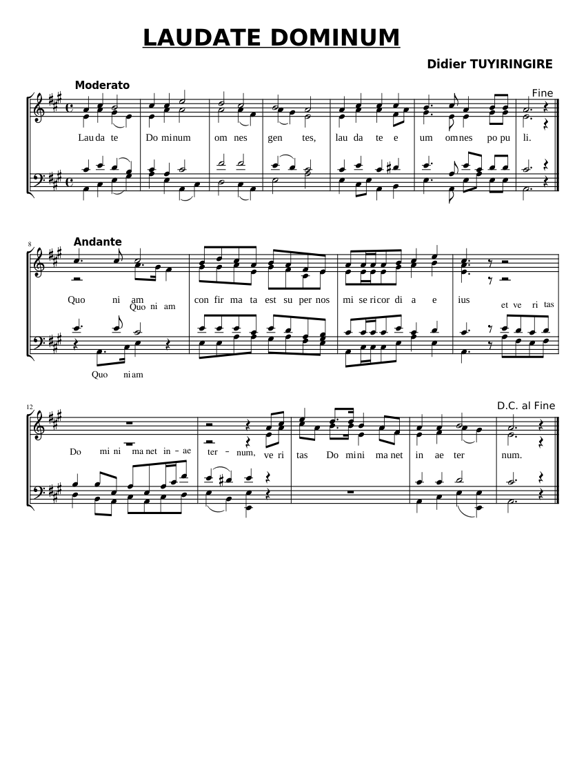 LAUDATE_DOMINUM par Didier TUYIRINGIRE Sheet music for Piano (Solo ...