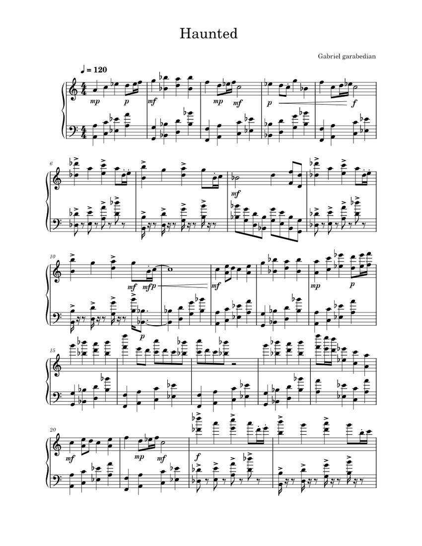 Haunted piano song Sheet music for Piano (Solo) | Musescore.com