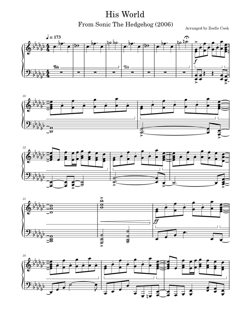 Sonic The Hedgehog - His World Sheet music for Piano (Solo) | Musescore.com