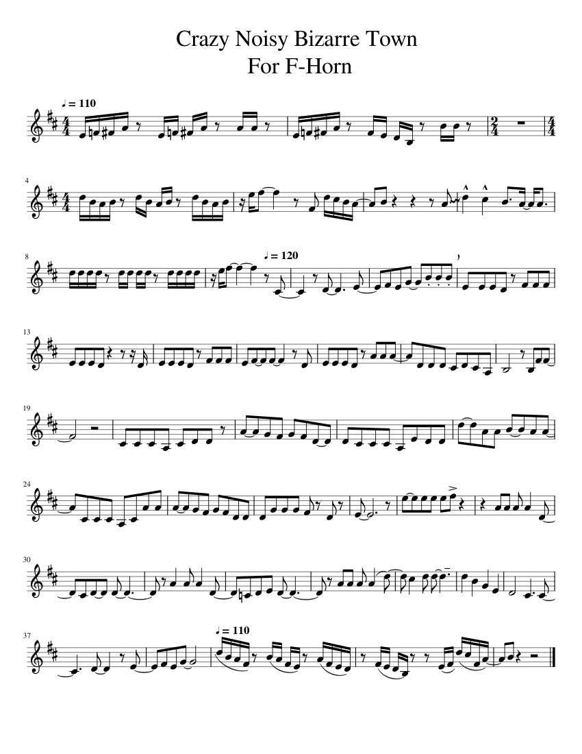 Crazy Noisy Bizarre Town Sheet Music for French horn (Solo) | MuseScore.com