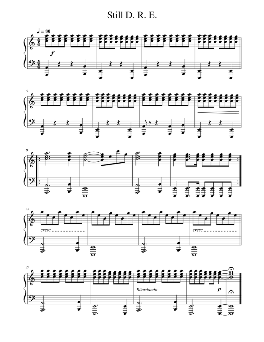 Still Dre short easy 15 Sheet Music for Piano (Solo) | MuseScore.com