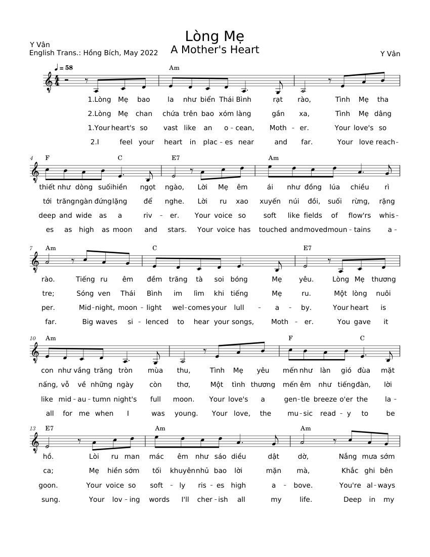 Lòng Mẹ Sheet music for Guitar (Solo) | Musescore.com