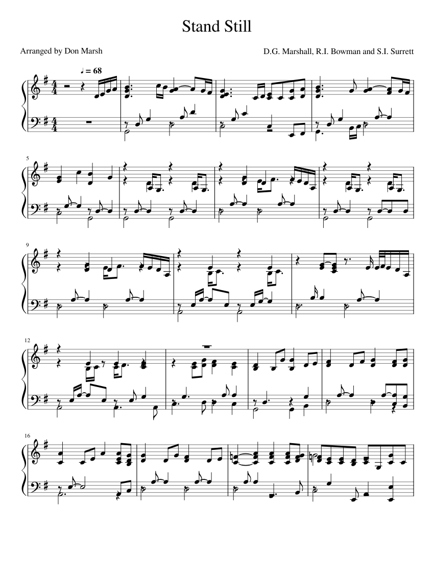 Stand Still Sheet Music for Piano (Solo) | MuseScore.com