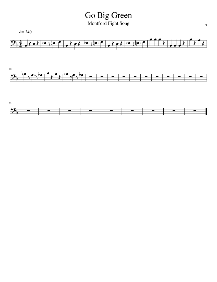 Go Big Green Sheet Music for Trombone (Solo) | MuseScore.com