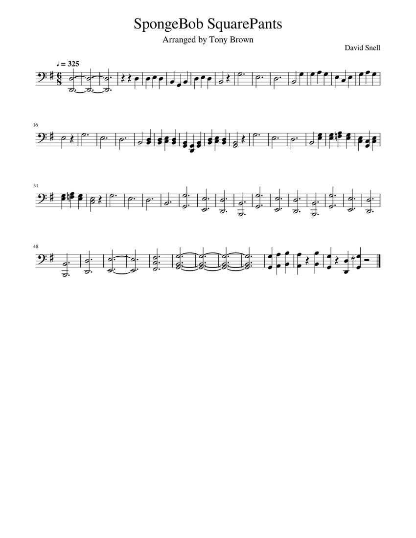 SpongeBob SquarePants Sheet music for Tuba (Solo) | Musescore.com