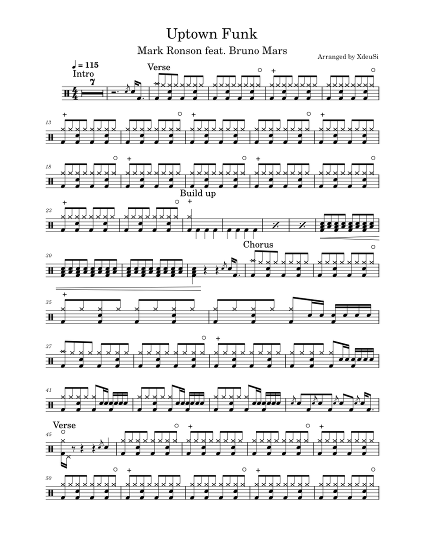 Uptown Funk – Mark Ronson ft. Bruno Mars Uptown Funk Sheet music for ...