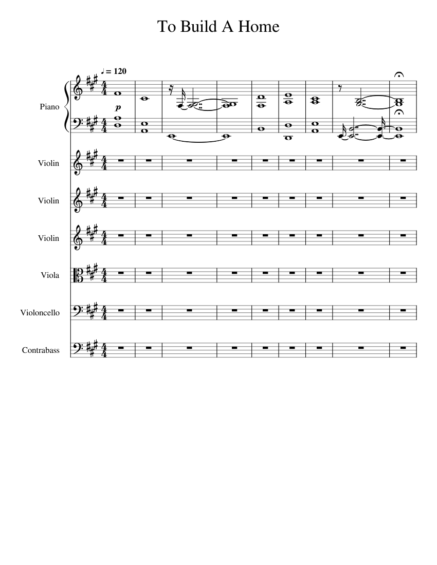 To Build A Home Sheet Music for Piano, Contrabass, Violin, Viola & more ...
