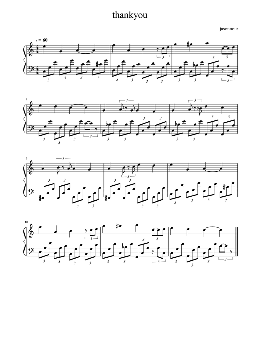 thankyou Sheet music for Piano (Solo) Easy | Musescore.com
