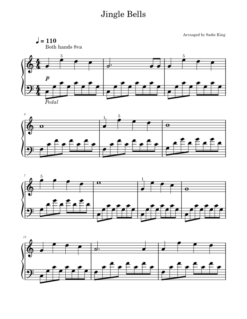 Jingle Bells – Medium Piano Sheet music for Piano (Solo) Easy ...
