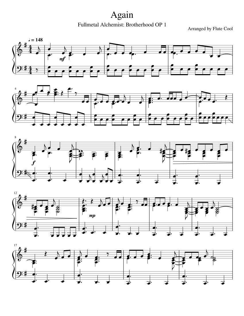 Again Piano Sheet music for Piano (Solo) | Musescore.com