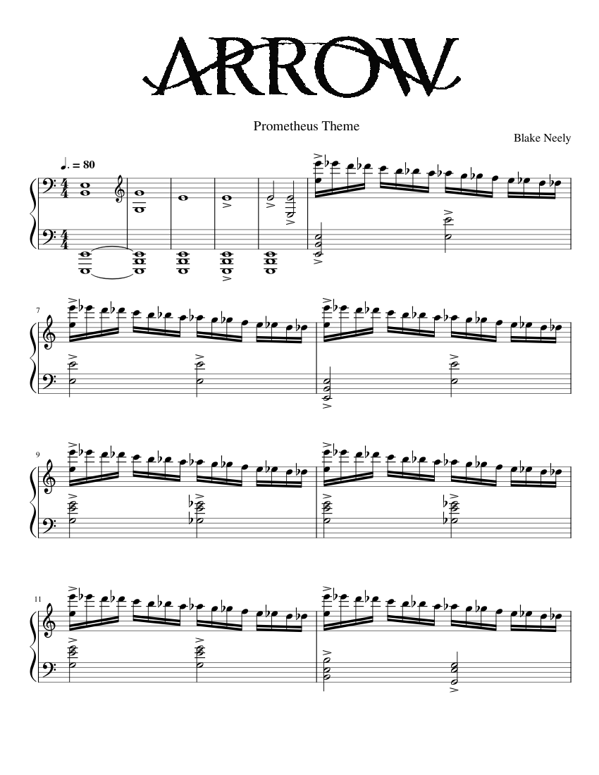 Prometheus Theme - Arrow Sheet music for Piano (Solo) | Musescore.com