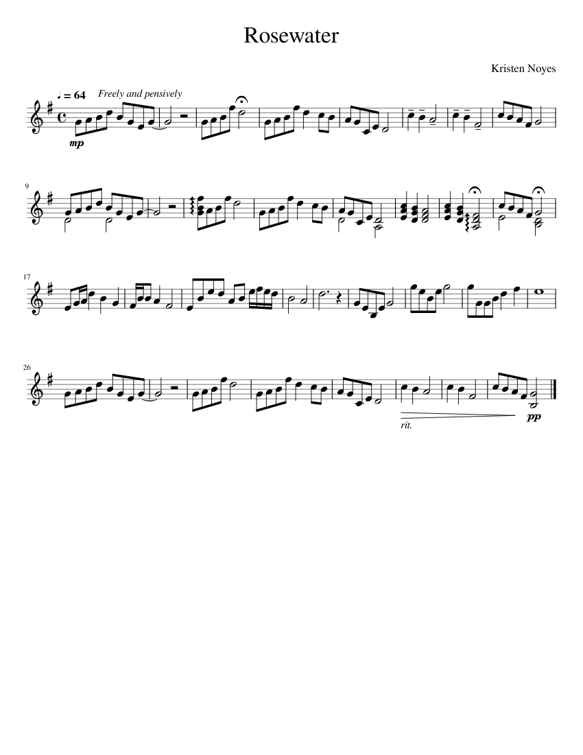 Rosewater Sheet music for Piano (Solo) Easy | Musescore.com