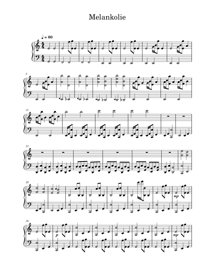 Melankolie Op. Y – Blomo Amoli Sheet music for Piano (Solo) | Musescore.com