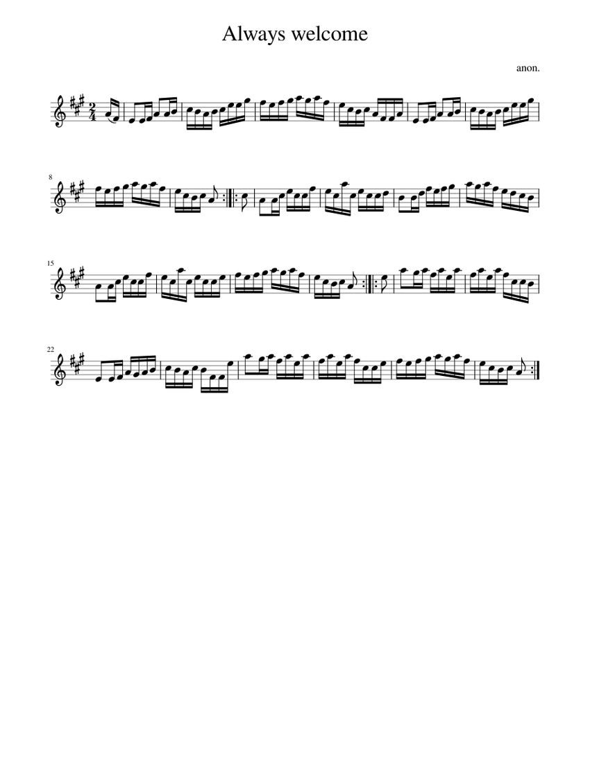 Always welcome Sheet music for Piano (Solo) Easy | Musescore.com
