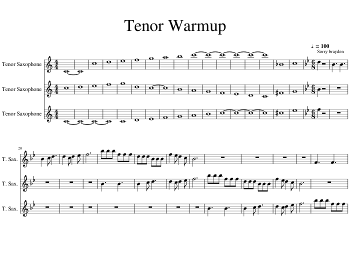Tenor Warmup 1951 Sheet music for Saxophone tenor (Saxophone Ensemble ...