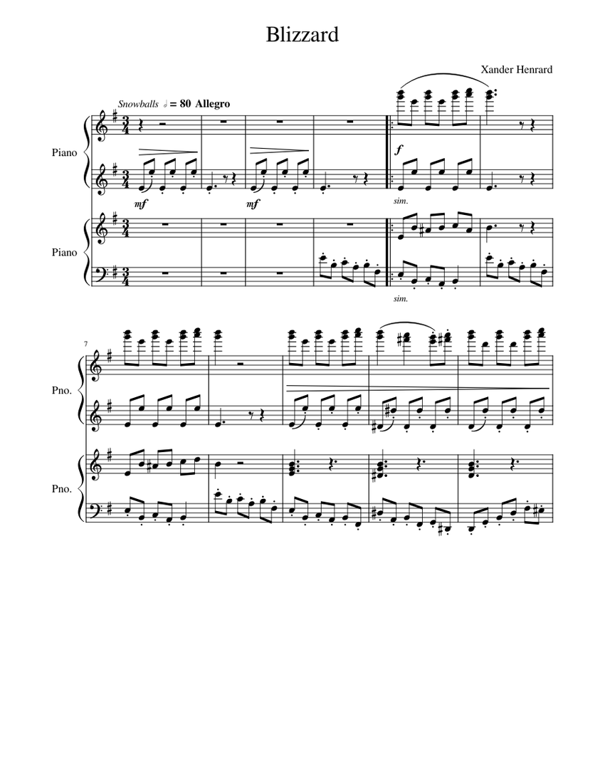 Blizzard Sheet music for Piano (Piano Duo) | Musescore.com