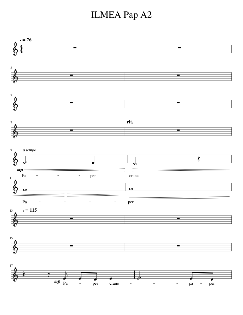 ILMEA Pap A2 Sheet music for Piano (Solo) Easy | Musescore.com