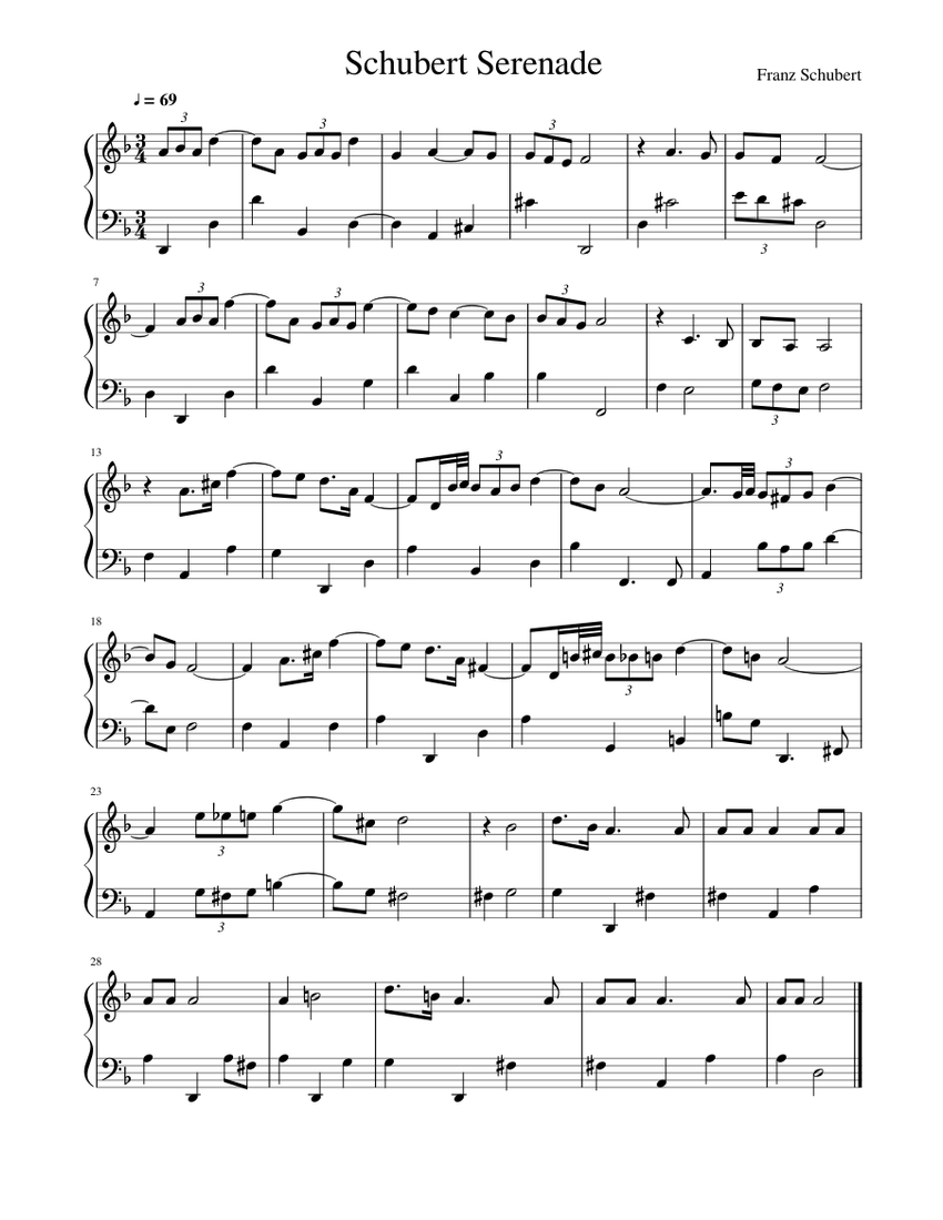 Serenade – Franz Schubert Sheet Music for Piano (Solo) Easy | MuseScore.com