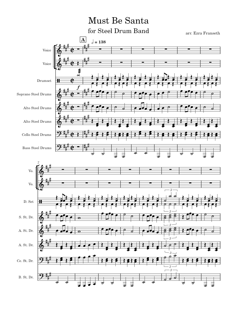 Must be santa – Bob Dylan for Steel Drum Band Sheet Music for Vocals ...