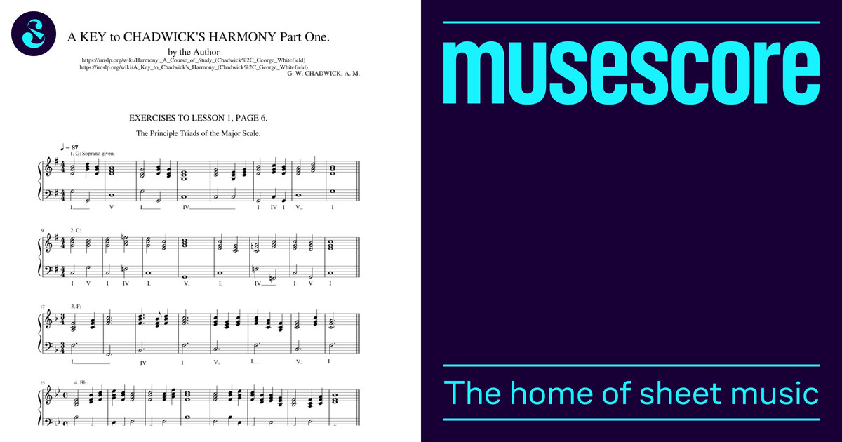A KEY to CHADWICK'S HARMONY – Jack tom Chang Sheet Music for Piano ...
