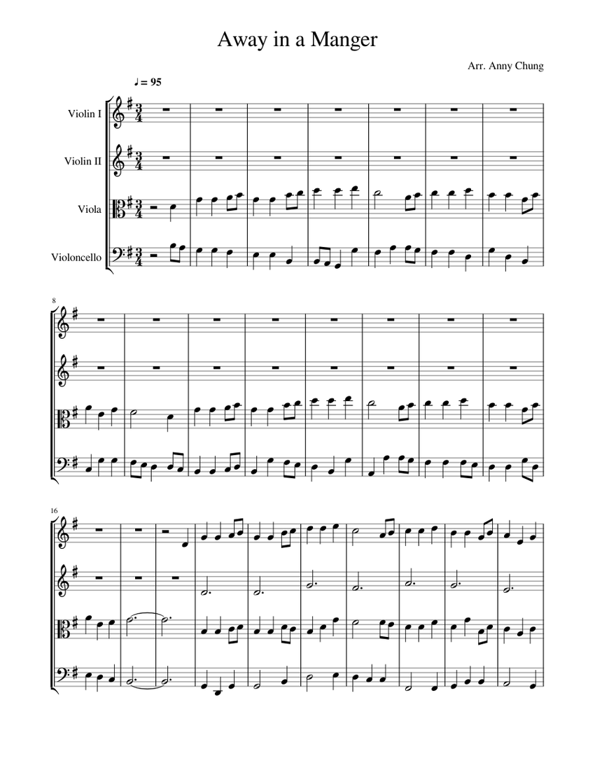Away in a manger - Misc Christmas Sheet music for Violin, Viola, Cello ...