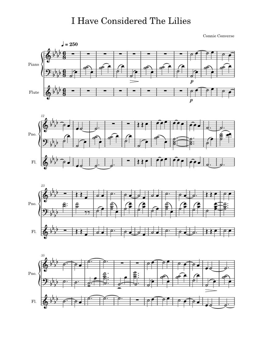 I Have Considered The Lilies – Connie Converse Sheet Music for Piano ...