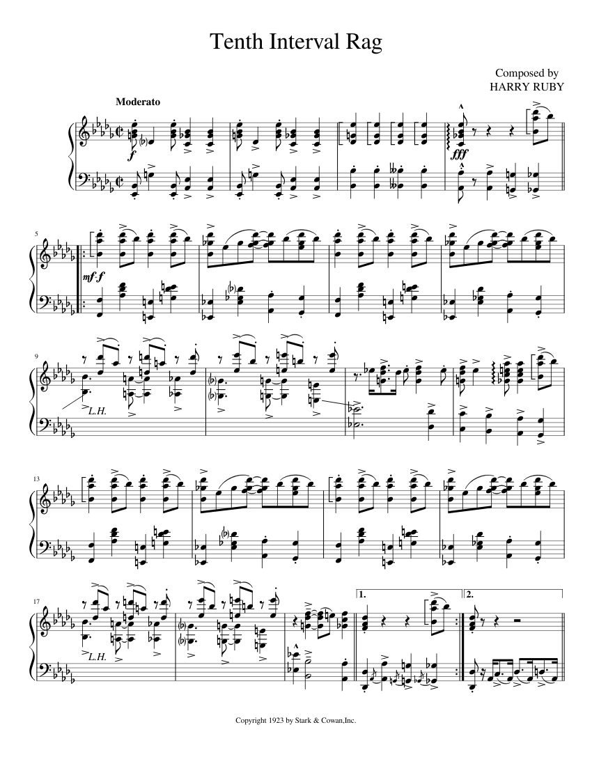 Tenth Interval Rag (1923) Sheet Music for Piano (Solo) | MuseScore.com
