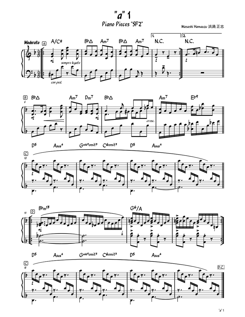 "a" 1 – Masashi Hamauzu Sheet music for Piano (Solo) | Musescore.com
