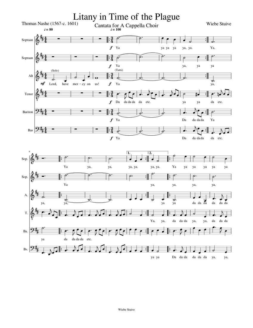 Litany in Time of the Plague Sheet music for Soprano, Alto, Tenor, Bass ...